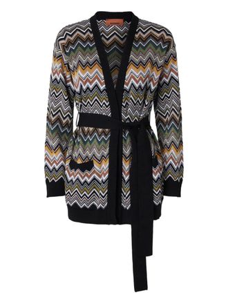 Missoni cardigan ceinturé à motif de chevrons - Noir