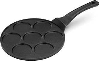 Navaris Po&ecirc;le &agrave; Pancakes - Po&ecirc;le &agrave; Frire &Oslash; 27 cm antiadh&eacute;sive Aluminium pour 7 Mini Pancakes - Cr&ecirc;pes blinis oeufs au Plat omelettes l&eacute;gumes