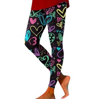 Generic Pantalon moulant imprim&eacute; pour la Saint-Valentin 2026 - Pour la Saint-Valentin, le fitness, le yoga, Noir, XL