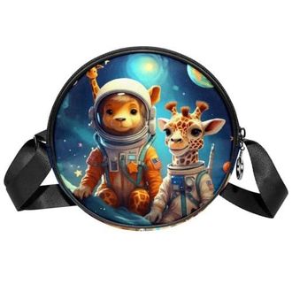 Generic Sac &agrave; bandouli&egrave;re rond rond pour femme, motif animaux, petit sac &agrave; bandouli&egrave;re avec fermeture &eacute;clair, bretelles r&eacute;glables, d&eacute;contract&eacute; pour femmes et 