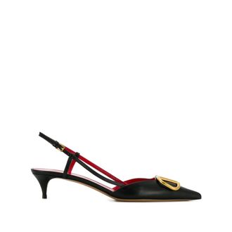 Valentino Garavani VLogo Signature Slingback-Pumps aus Kalbsleder 40 mm - - Shoes - Damen - Schwarzk - 39 EU