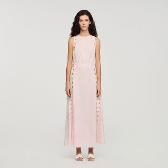 Sandro Robe longue &agrave; jacquard fleurs