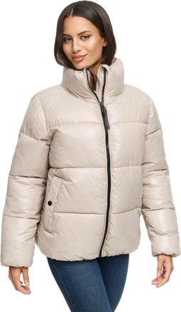 Marikoo Damen Winterjacke (S-3XL) - gesteppt, hochschlie&szlig;ender Kragen, leicht - N071 - LightTaupe Gr&ouml;&szlig;e 3XL - Gr.3XL