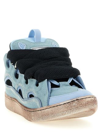 Lanvin Mens Blue Cotton Athletic Sneakers