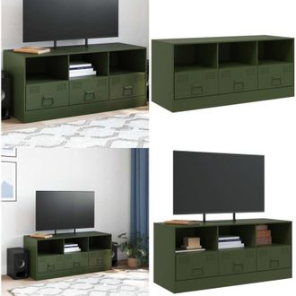 vidaXL Vidaxl - Meuble tv vert olive 99x39x44 cm acier - Meuble Tv - Meuble Salon - Buffet Tv - Banc Tv - Meubles Tv - Home & Living