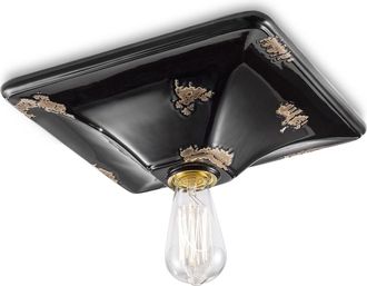 Ferroluce Vintage C135 Deckenleuchte Deckenlampe Industrial Vintage Schwarz