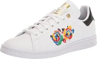 adidas Originals Womens Stan Smith Sneaker, White//Gold Metallic, 5