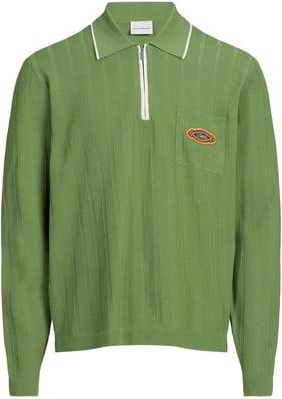 Dr&ocirc;le de Monsieur Polo col zip &agrave; manches longues en coton m&eacute;lang&eacute;