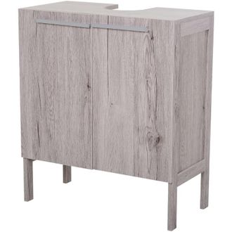 HOMCOM Homcom - Meuble salle de bain - meuble sous-vasque - placard 2 portes avec &eacute;tag&egrave;re - dim. 60L x 30l x 70H cm - mdf imitation bois gris