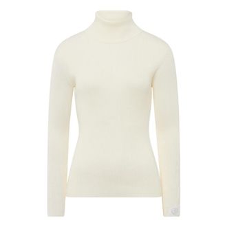 Marc Aurel Femme, Pulls, Beige, Taille: 38 FR Pull en maille c&ocirc;tel&eacute;e avec logo en cristal