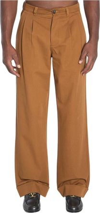Valentino Garavani Homme, Pantalons, Brun, Taille: M Pleated Pantalons