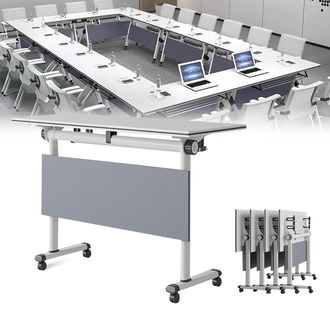 Generic Tragbarer Klapptisch, Mobiler Konferenztisch mit Ger&auml;uschlosen Rollen, Quadratischer Klapptisch f&uuml;r Besprechungen und Veranstaltungen