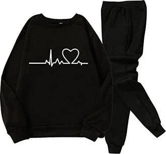 Generic Surv&ecirc;tement de jogging pour homme et femme - Ensemble sweat &agrave; manches longues et pantalon chaud pour la marche, la course &agrave; pied, la randonn&eacute;e, Noir, 