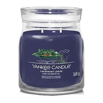 Yankee Candle Company Yankee Candle Bougie parfum&eacute;e Signature | Lakefront Lodge Bougie moyenne en pot avec double m&egrave;che | Bougie parfum&eacute;e &agrave; longue combustion en cire de soj