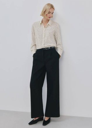 Mango Gerades Printhemd ecru - Damen - S - MANGO