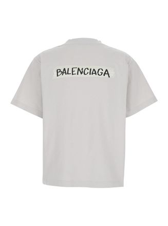 Balenciaga Womens Round Neck T-Shirt White Cotton T-Shirts & Jerseys