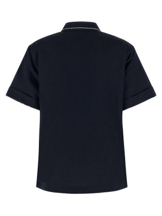 Prada Double-Layer Cotton Polo Shirt - Navy
