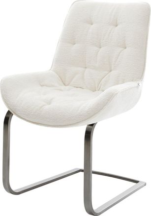 DELIFE Schwingstuhl Taimi-Flex Freischwinger flach Graphit Bouclé Soft Beige