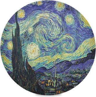 Mnsruu Muster Platzsets Set von 1 Polyester Tischsets Van Gogh Sternennacht Platzset Runde Tischmatte für Esszimmer Tischdekoration