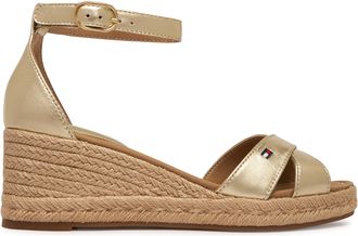 Tommy Hilfiger Espadrilles Tommy Hilfiger Metalic Crossover Strap FW0FW09333 Goldfarben