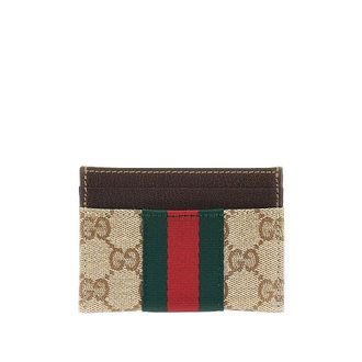 Gucci GG fabric card holder with Web Ribbon Woman One Size