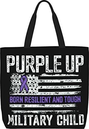 Generic Sac De Courses Purple Up Military Kids Mois De LEnfant Militaire Sac &Agrave; Bandouli&egrave;re En Toile R&eacute;utilisable De Grande Capacit&eacute; Sacs &Agrave; Main, Pour Voyage, 