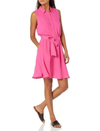 Amazon Essentials Damen Ärmelloses gewebtes Hemdkleid mit lockerer Passform, Intensive Rosa, XL