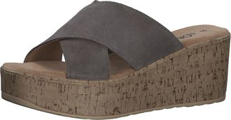 s.Oliver Damen Pantoletten aus Leder Plateau, Braun (Taupe), 39 EU