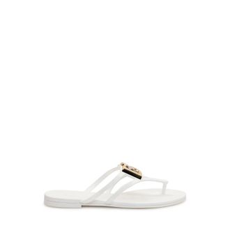 Dolce & Gabbana Femme, Chaussures, Blanc, Taille: 39 EU Logo Plaque Flip-Flop