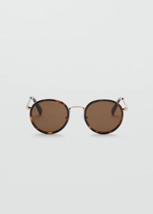 Mango Lunettes de soleil monture m&eacute;tallique ronde chocolat - Femme - Taille unique - MANGO
