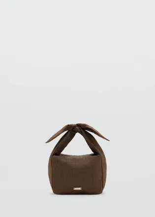 Mango Sac &agrave; main froiss&eacute; avec naud caf&eacute; - Femme - Taille unique - MANGO