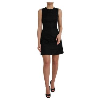 Dolce & Gabbana Blumiges Brokat &Auml;rmelloses A-Linie Minikleid - - Dresses - Damen - Schwarzk - S