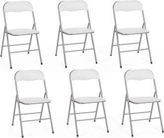 IDMarket Idmarket - 6er-Set Klappst&uuml;hle kity wei&szlig; aus pu