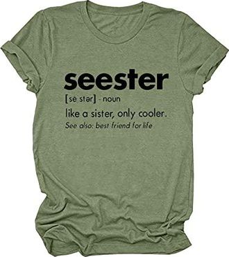 Generic 2025 Seester Like A Sister Only T-shirt cool pour femmes avec impression de lettres pour le sport, les sorties, hauts amples d&eacute;t&eacute;, t-shirt graphique d