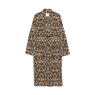 Laneus Manteau en maille imprim&eacute; l&eacute;opard - Femme - Pulls - Beige - Taille: 40 FR
