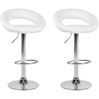 Beliani Trendy Barhocker Wei&szlig; / Silber Kunstleder H&ouml;henverstellbar Drehbar Modern