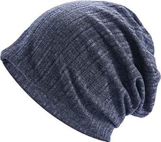 Generic Chapeau chaud et doux pour homme et femme - L&eacute;ger - Couleur unie - En tricot - Chapeau doux pour lautomne et lhiver, bleu, Taille unique