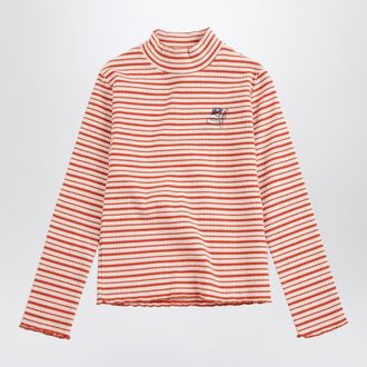 Bobo Choses White/orange Energy Flower Stripes top