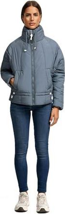 Navahoo N015 Veste dhiver pour femme (XS-XXL) - Col montant et doubl&eacute;, poids l&eacute;ger, veste chaude pour femme, Bleu temp&ecirc;te, S