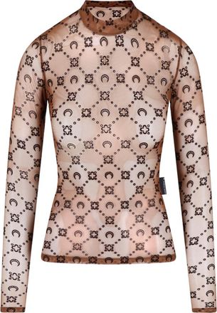 Marine Serre Mesh-T-Shirt Monogram Flock