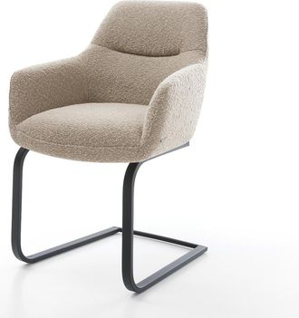 DELIFE Freischwinger Pejo-Flex Boucl&eacute; Schlamm Freischwinger flach Schwarz Taschenfederkern, Esszimmerst&uuml;hle