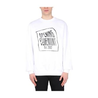 Opening Ceremony SweaT-shirt &agrave; col rond avec logo imprim&eacute; sur le devant - Homme - Sweatshirts et sweats &agrave; capuche - Blanc - Taille: L