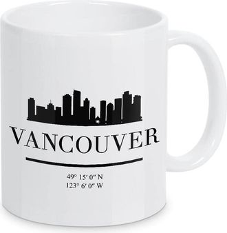 artboxONE Tasse Vancouver Canada Black Skyline von Emiliano Deificus - Kaffeetasse St&auml;dte