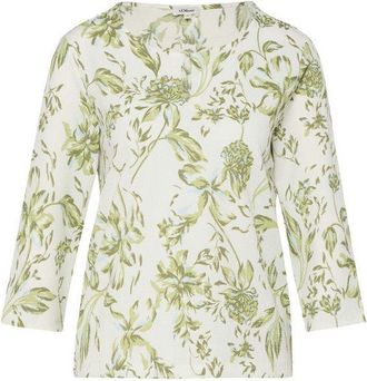 s.Oliver 3/4-Arm-Shirt T-Shirt Gemustertes Jerseyshirt mit Knopf-Detail