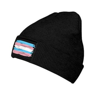 Generic Respirant Bonnet dhiver Tricot&eacute;, Drapeau de la fiert&eacute; transgenre en Mauvais &eacute;tat, Coupe-Vent Chapeau dhiver Tricot&eacute;, Tricoter Chapeau pour Adultes, Fe