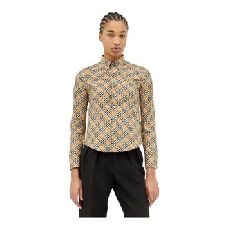 Burberry Femme, Blouses et Chemises, Beige, Taille: 36 FR Chemise en coton &agrave; carreaux classiques