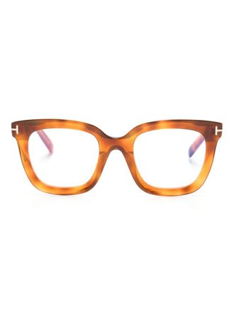 Tom Ford Eyewear lunettes de vue carrées à effet écailles de tortue - Marron