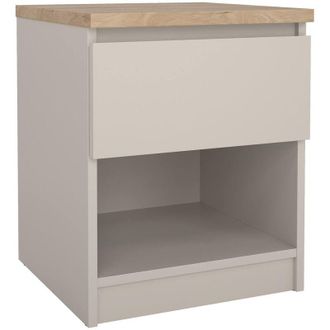 Dmora Table de chevet Solantra, 2 &eacute;tag&egrave;res, un tiroir, 40x40,4x49,5h cm Beige