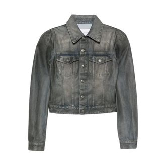 7 For All Mankind Truckerjacke mit Puff&auml;rmeln - - Jackets - Damen - Grau - M