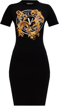 Versace Jeans Couture Femme, Robes, Noir, Taille: 36 FR Robe avec imprim&eacute; et sequins scintillants